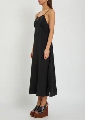 Chloé Lace-trimmed Silk Midi Dress