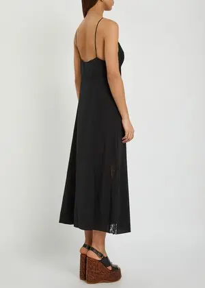 Chloé Lace-trimmed Silk Midi Dress