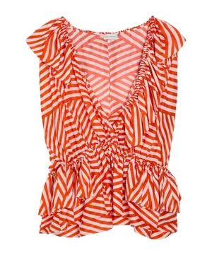 Dries Van Noten  Striped Silk Top Pink