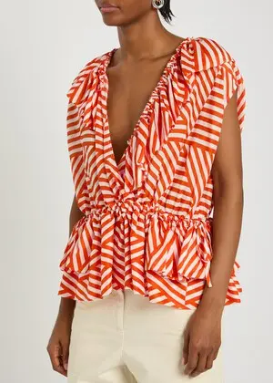 Dries Van Noten Striped Silk Top - Pink