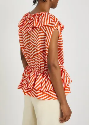 Dries Van Noten Striped Silk Top - Pink