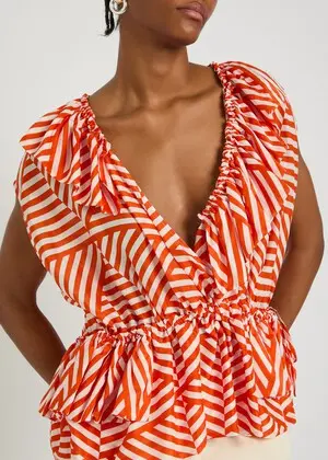 Dries Van Noten Striped Silk Top - Pink