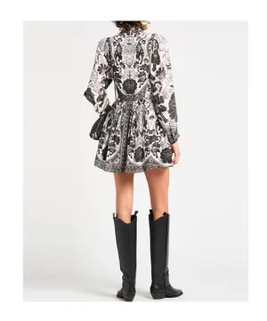 Farm Rio Long Sleeve High Neck Floral Mini Dress