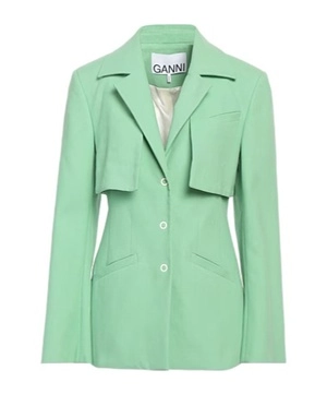GANNI Solid-color Lapel Long-sleeved Suit - Green