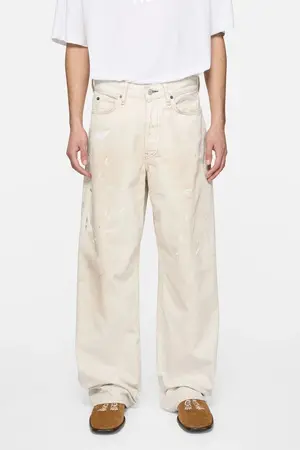 Acne Studios 1981 Loose Fit Jeans With Leather Pockets