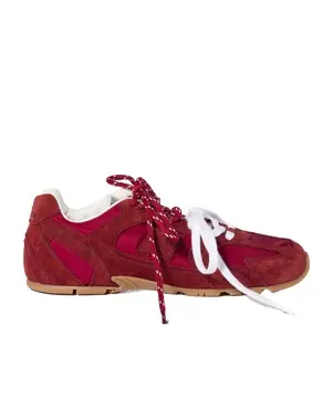 Miu Miu X New Balance Suede And Technical Fabric Sneakers - Cherry Red