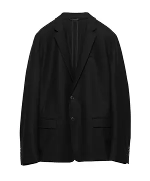 Prada Single-breasted Wool Blend Jacket - Black
