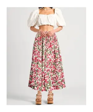 Farm Rio Floral Midi Skirt