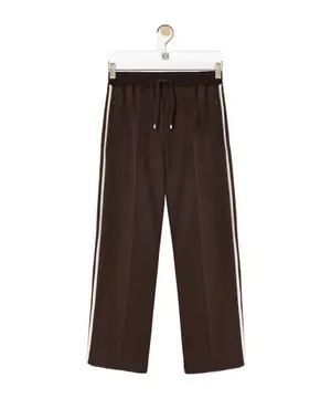 Loewe Fluid Wool Drawstring Trousers With Contrast Piping - Brown