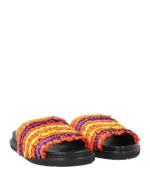 Marni Striped Slide Sandals With Faux Raffia Embellishment - Multicolor