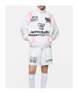 Acne Studios High Neck Technical Jacket With Logo Print
