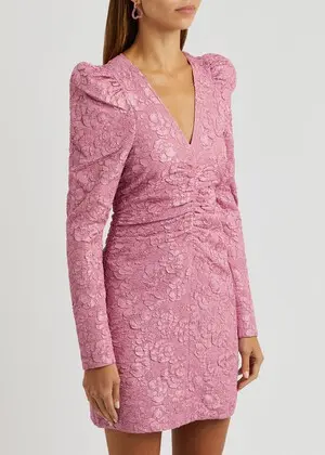GANNI Floral-jacquard Mini Dress