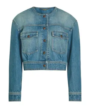 CHLOÉ Chloe Cropped Denim Jacket With Press-Stud Fastenings
