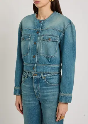 Chloé Cropped Denim Jacket With Press-stud Fastenings