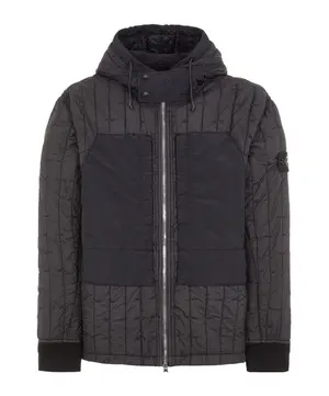 Stone Island Logo Patch Quilted Zip-up Jacket