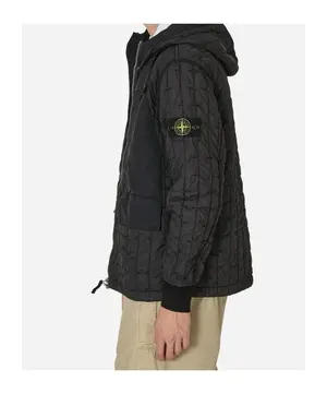 Stone Island Logo Patch Quilted Zip-up Jacket