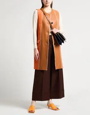 Marni Sleeveless Color-block Suede Coat