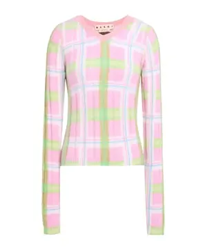 Marni Plaid Lightweight Knit V-neck Sweater
