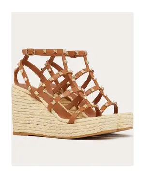 Valentino Garavani Rockstud Open Toe Wedge Espadrilles