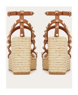 Valentino Garavani Rockstud Open Toe Wedge Espadrilles