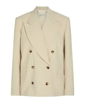 Dries Van Noten Pinstriped Double-breasted Blazer - Nude