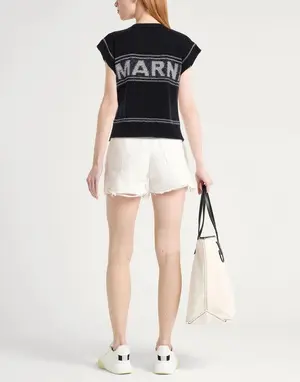 Marni Two-tone Wool Knit V-neck Sleeveless Top