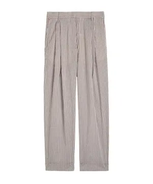 Dries Van Noten Dries Van Noten Partan Striped Cotton-Blend Trousers Gray