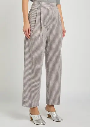Dries Van Noten Partan Striped Cotton-blend Trousers - Gray