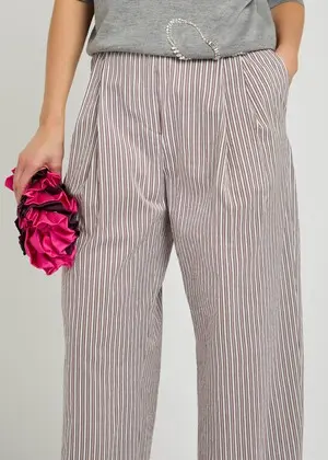 Dries Van Noten Partan Striped Cotton-blend Trousers - Gray