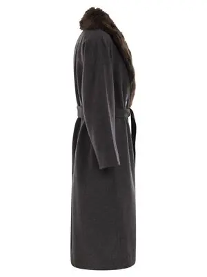 Max Mara Midi Wrap Coat With Removable Collar