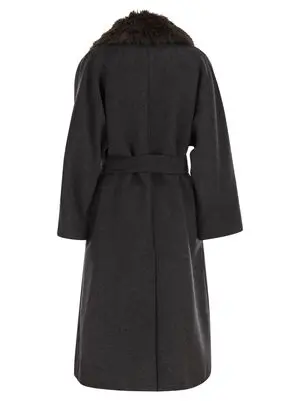 Max Mara Midi Wrap Coat With Removable Collar