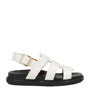 Marni Solid Color Leather Sandals - Black