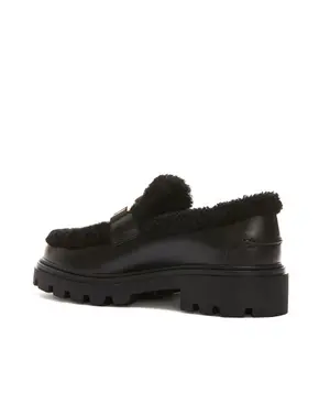 TOD'S Shearling-lined Chunky Loafers With Gold Tone Detailing