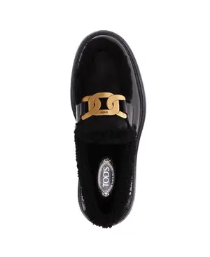 TOD'S Shearling-lined Chunky Loafers With Gold Tone Detailing