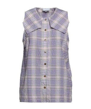GANNI Sleeveless Checked Shirt - Gray