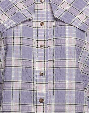GANNI Sleeveless Checked Shirt - Gray