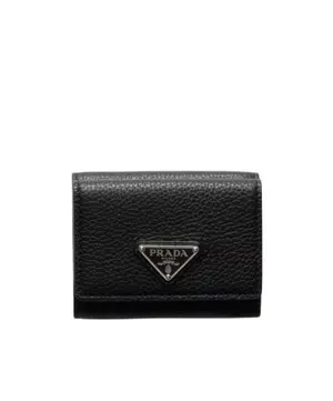 Prada Enamel Triangle-logo Wallet - Black