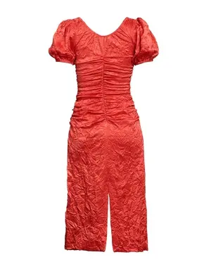 GANNI Gathered Flared Dress With Bow-tie Neckline