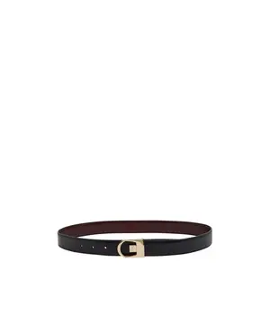 Saint Laurent Logo Engraved Reversible Leather Belt