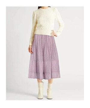 Tory Burch Floral Print Midi Skirt