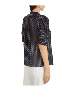 FRAME Silk Chiffon Printed Puff Sleeve Blouse