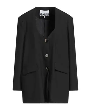 GANNI Single-breasted Blazer - Black