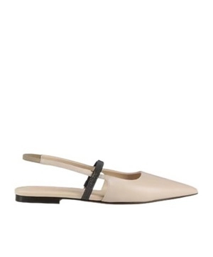 Brunello Cucinelli Leather Slingback Ballet Flats