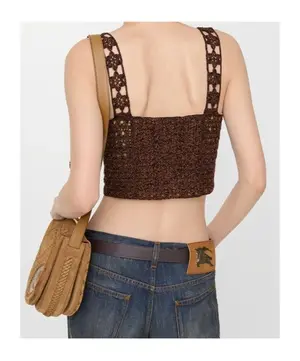 Burberry Cropped Crochet Cotton Top