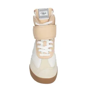 Chloé High Top Sneakers With Velcro And Lace-up Closure - Nude