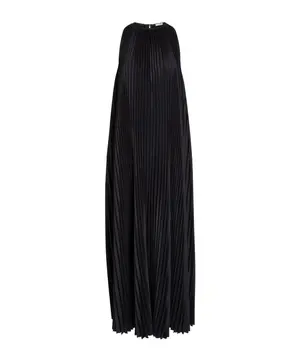 JOSEPH Pleated Satin Maxi Dress - Black