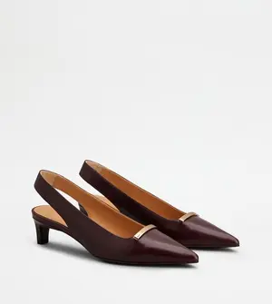 TOD'S Slingback Pumps With Pointed Toe And Low Heel - Brown