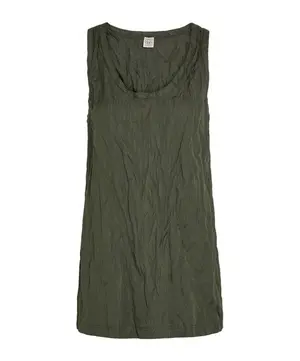 TOTEME Crinkled Cotton-blend Poplin Tank Top