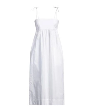 GANNI Square Neck Sleeveless Flared Dress - White