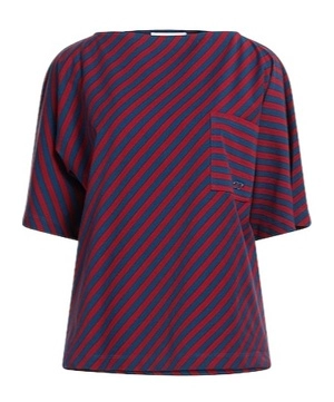 Tory Burch Striped Short-sleeve T-shirt With Chest Pocket